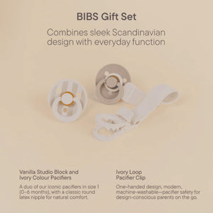 BIBS COLOUR DUMMY & LOOP CLIP GIFT SET - IVORY - Lollypop Lane Kidswear